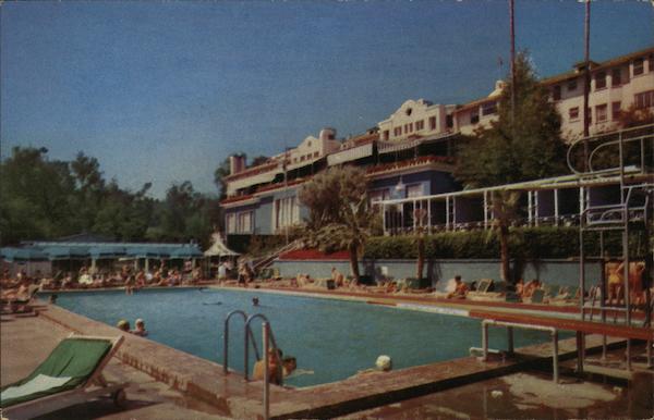 View of Beverly Hills Hotel Swimming Pool California Postcard