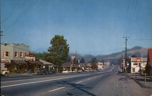 US 101 Through Garberville California Postcard