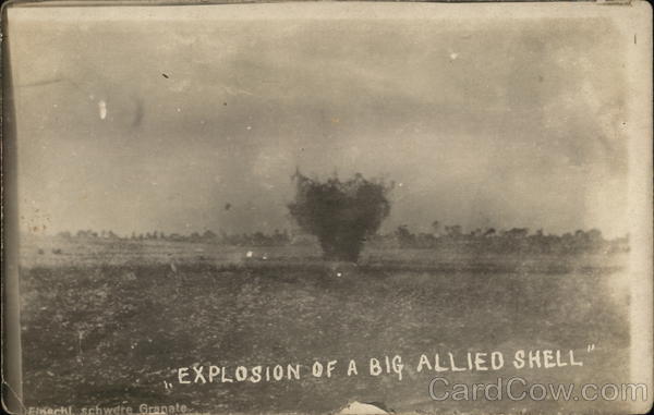 Explosion of a Big Allied Shell World War I Postcard