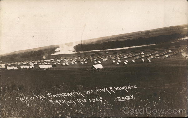 Camp of the South Dakota and Iowa Regiments Fort Riley, KS Postcard