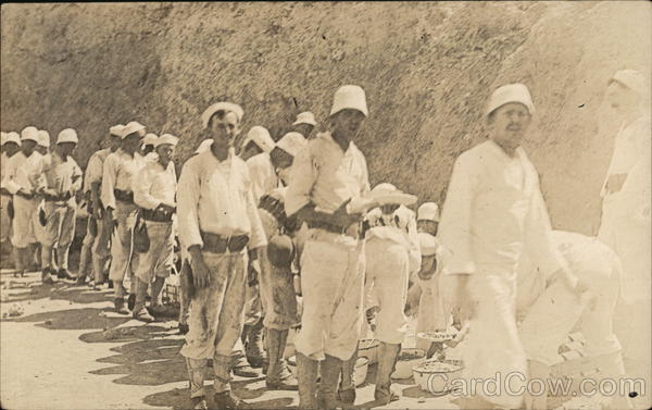 Sailors Getting Food Navy Postcard
