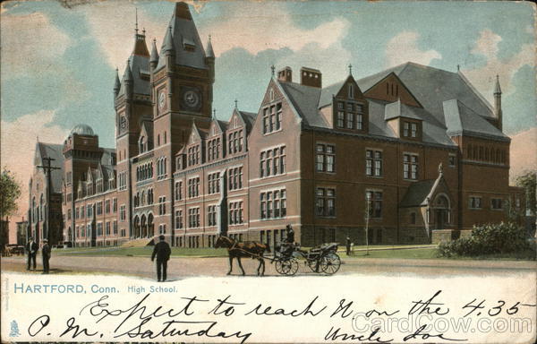 High School Hartford, CT Postcard