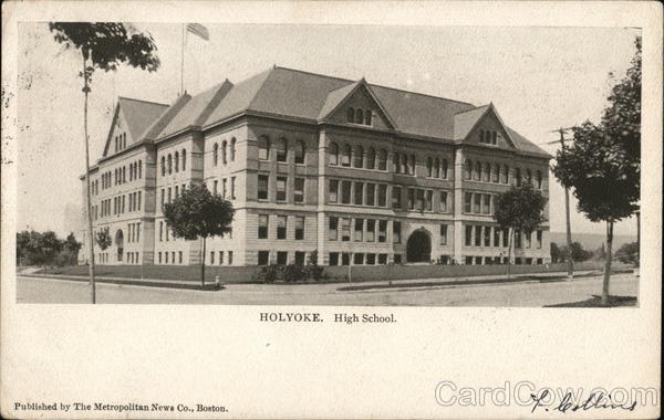 High School Holyoke, MA Postcard