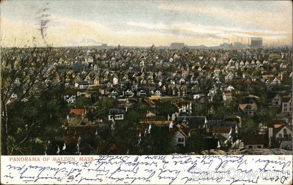 Panorama Malden, MA Postcard