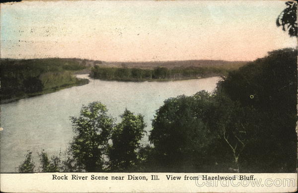 Rock River from Hazelwood Bluff Dixon, IL Postcard