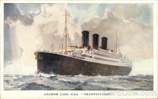 Anchor Line--T.S.S. "Transylvania" Boats, Ships Postcard