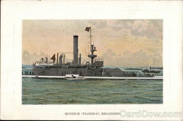 Monitor "Florida" Broadside Ships Postcard