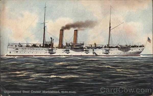 Unprotected Steel Cruiser Marblehead, 18.44 Knots Ships Postcard