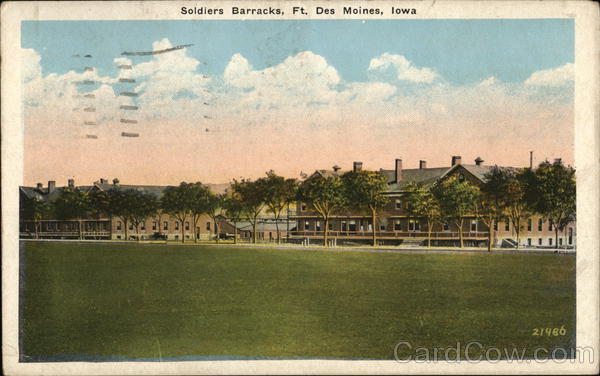 View of Soldiers Barracks Fort Des Moines, IA Postcard