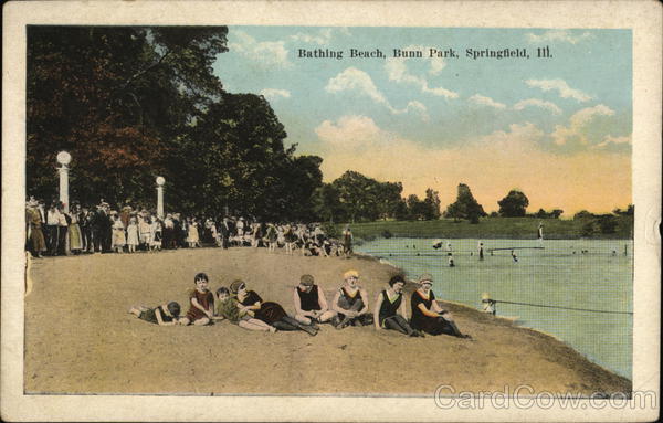 Bathing Beach, Bunn Park Springfield, IL Postcard