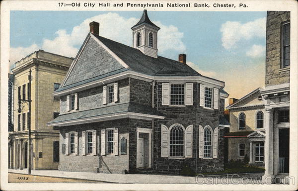 Old City Hall and Pennsylvania National Bank Chester, PA Postcard