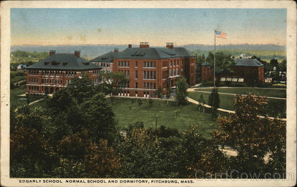 Edgarly School Normal School and Dormitory Fitchburg, MA Postcard