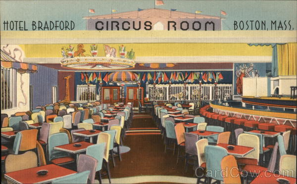 Hotel Bradford - Circus Room Boston, MA Postcard