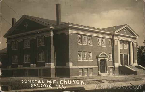 Central M. E. Church Oblong, IL Postcard