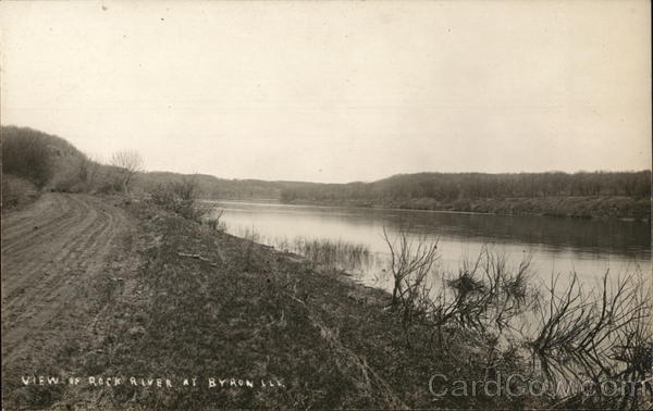 View of Rock River Byron, IL Postcard