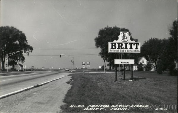 Hobo Capital of the World Britt, IA Postcard