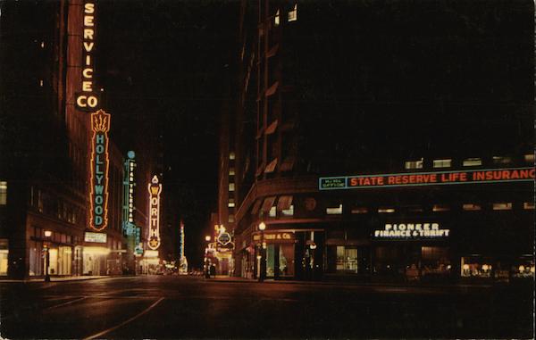 Seventh Street at Night Fort Worth, TX Postcard