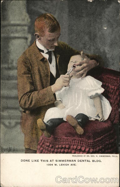 Doctor George H. Simmerman, Dentist Philadelphia, PA Advertising Postcard