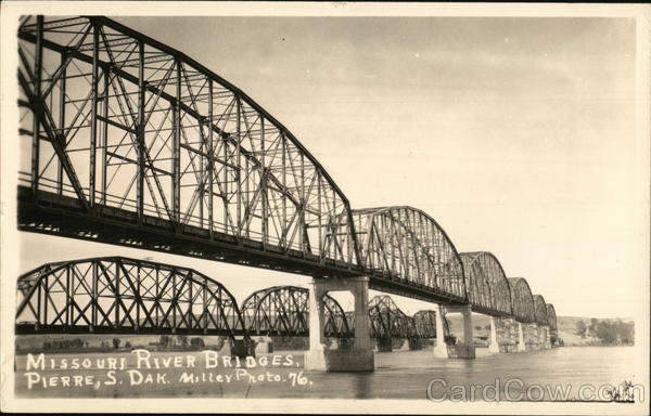 Missouri River Bridges Pierre Sd Postcard