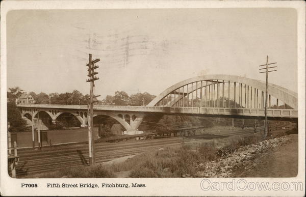 Fifth Street Bridge, Fitchburg, Mass Massachusetts Postcard