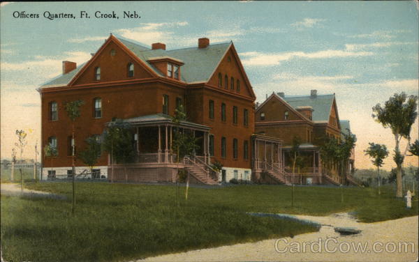 View of Officers Quarters Fort Crook, NE Postcard