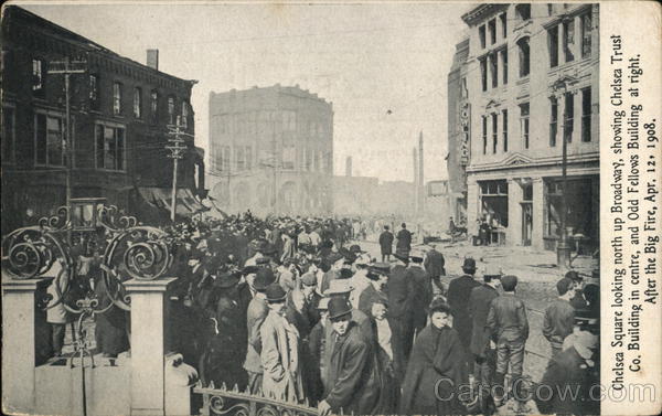 Chelsea Square Looking North up Broadway Massachusetts Postcard