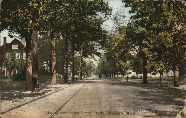 View of Washington Street North Attleboro, MA Postcard