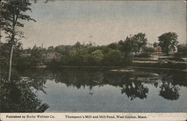 Thompson's Mill and Mill Pond West Groton, MA Postcard