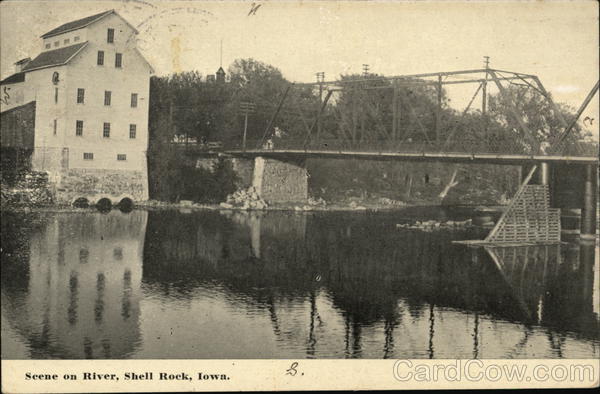 Scene on River Shell Rock, IA Postcard