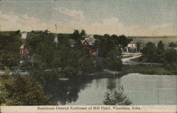 Residence District Northeast of Mill Pond Waucoma, IA Postcard