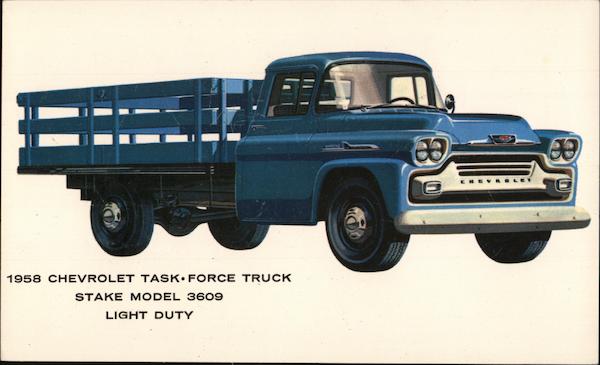 1958 Chevrolet Task Force Truck Trucks Postcard