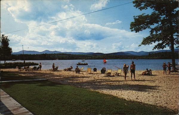 The Beach at Quisisana, Lake Kezar Center Lovell, ME Postcard