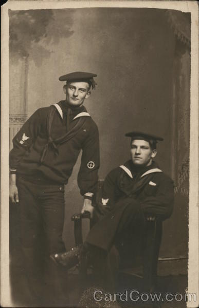 Portrait of Two Sailors Navy Postcard