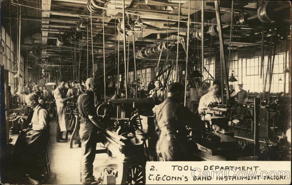 Tool Department, C.G. Conn's Band Instrument Factory Elkhart, IN Postcard