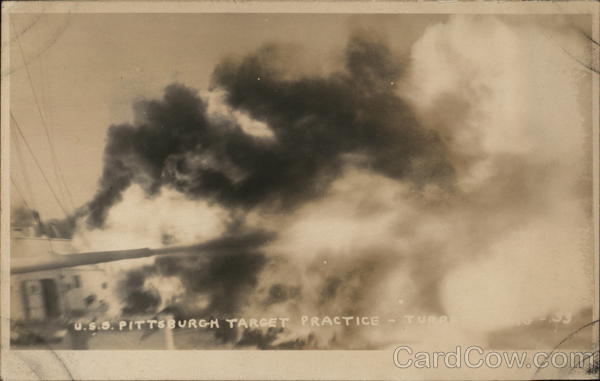 U. S. S. Pittsburgh Target Practice Navy Postcard