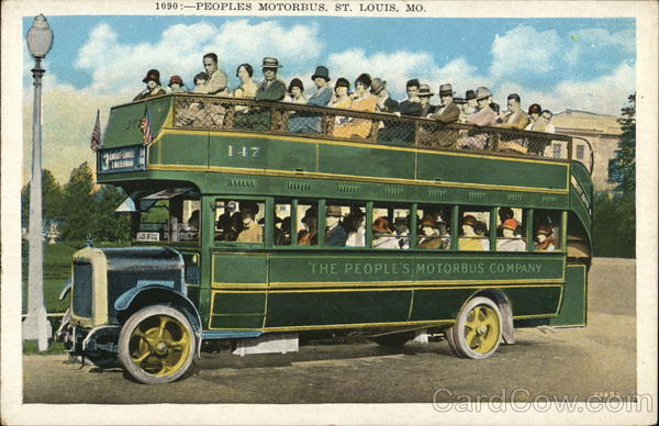 St. Louis Parlor Car Service - Peoples Motorbus Buses Postcard