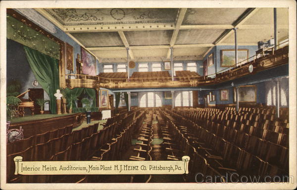 H. J. Heinz Co. - Heinz Auditorium, Main Plant Pittsburgh, PA Postcard