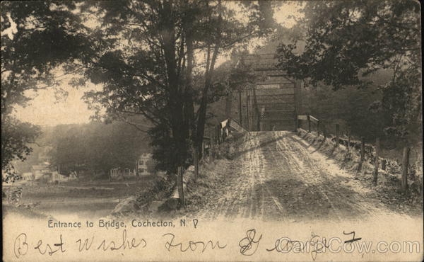 Entrance to Bridge Cochecton, NY Postcard