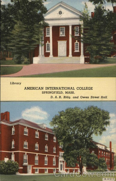 American International College, Two Buildings Springfield, MA Postcard