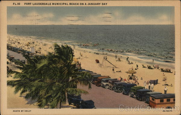 Beach on a January Day Fort Lauderdale, FL Postcard