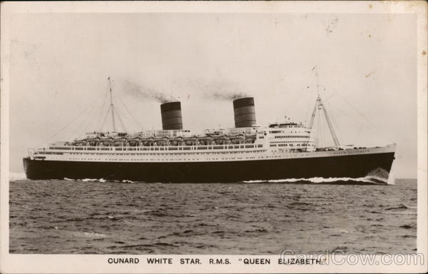 Cunard White Star R.M.S. "Queen Elizabeth" Cruise Ships Postcard