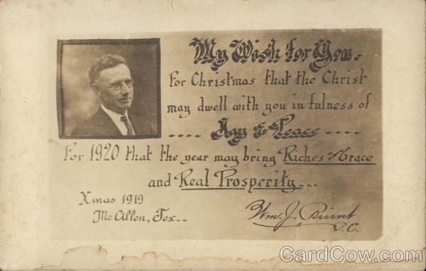 Christmas Gretting Featuring Photo of Sender, Wm. J. Briant Postcard