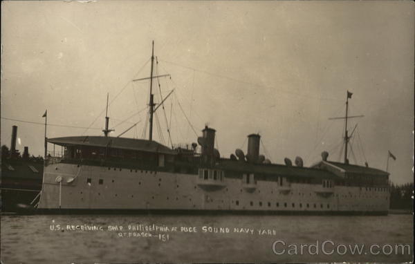 U.S. Receiving Ship "Philadelphia" Navy Postcard