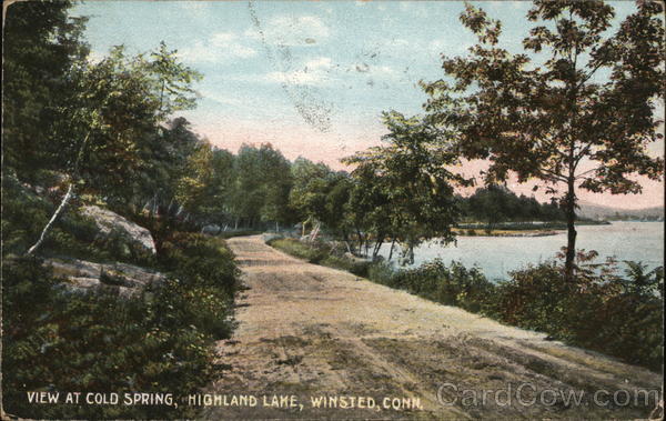 Cold Spring, Highland Lake Winsted, CT Postcard