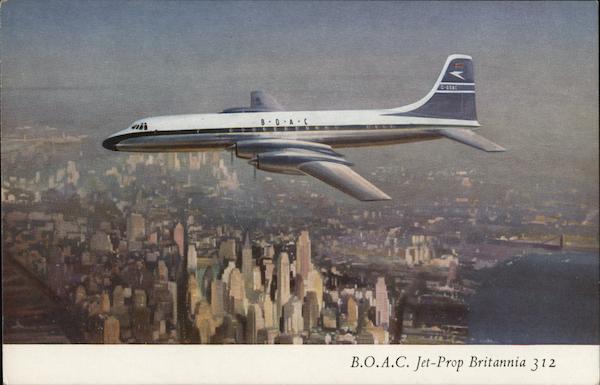 B.O.A.C. Jet-Prop Britannia 312 Aircraft Postcard
