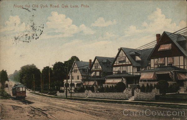 Along the Old York Road, Oak Lane Philadelphia, PA Postcard
