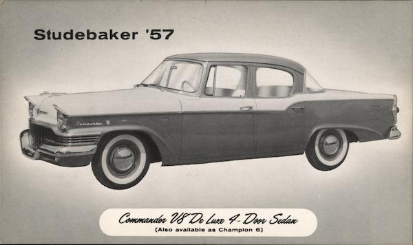1957 Studebaker Commander V8 De Luxe 4-Door Sedan Cars Postcard