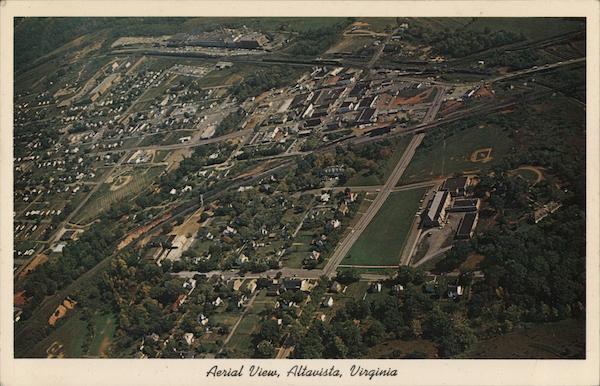Aerial View of Town Altavista, VA Postcard