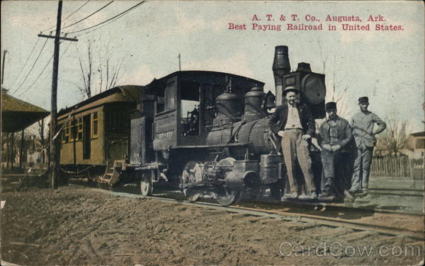 A. T. & T. Co., Best Paying Railroad in United States Augusta, AR Postcard