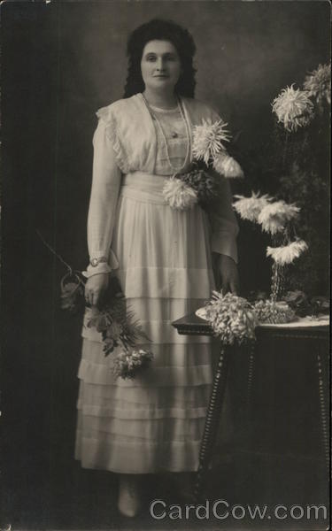 Mary Purnell Holding Flowers House of David Postcard